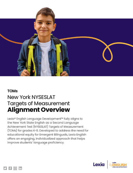 Lexia English and New York NYSESLAT Targets of Measurement Alignment