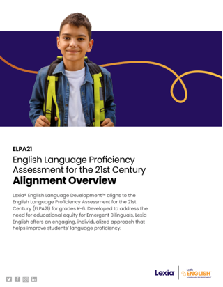 Lexia English Language Development Alignment to the ELPA21 | Lexia