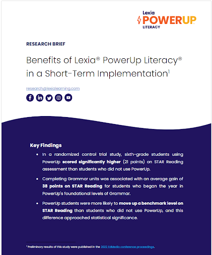 Benefits of Lexia PowerUp Literacy in a Short-Term Implementation | Lexia
