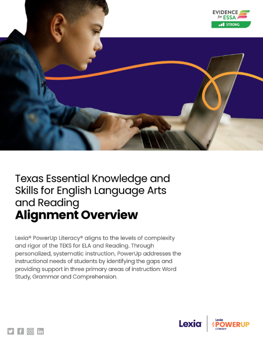 Lexia PowerUp Literacy TEKS for ELA and Reading Alignment | Lexia
